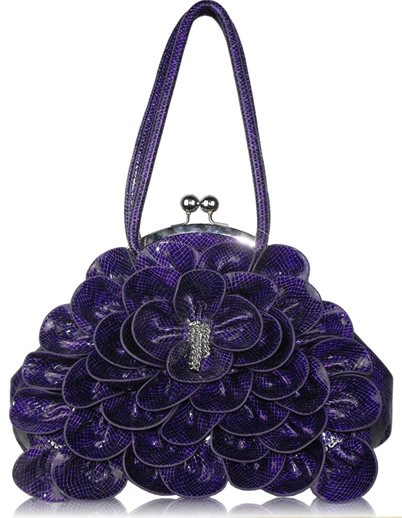 Wholesale Purple Fashion Flower Satchel Handbag