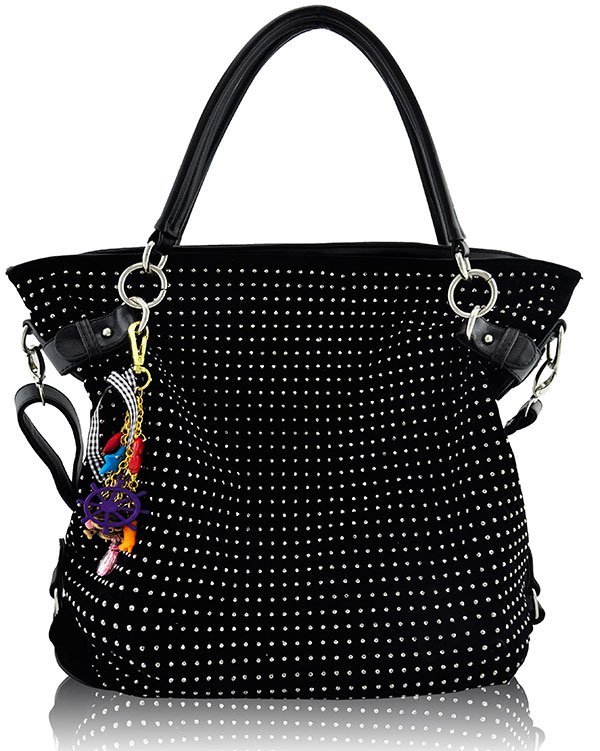 Wholesale black Studded Tote Shoulder Handbag