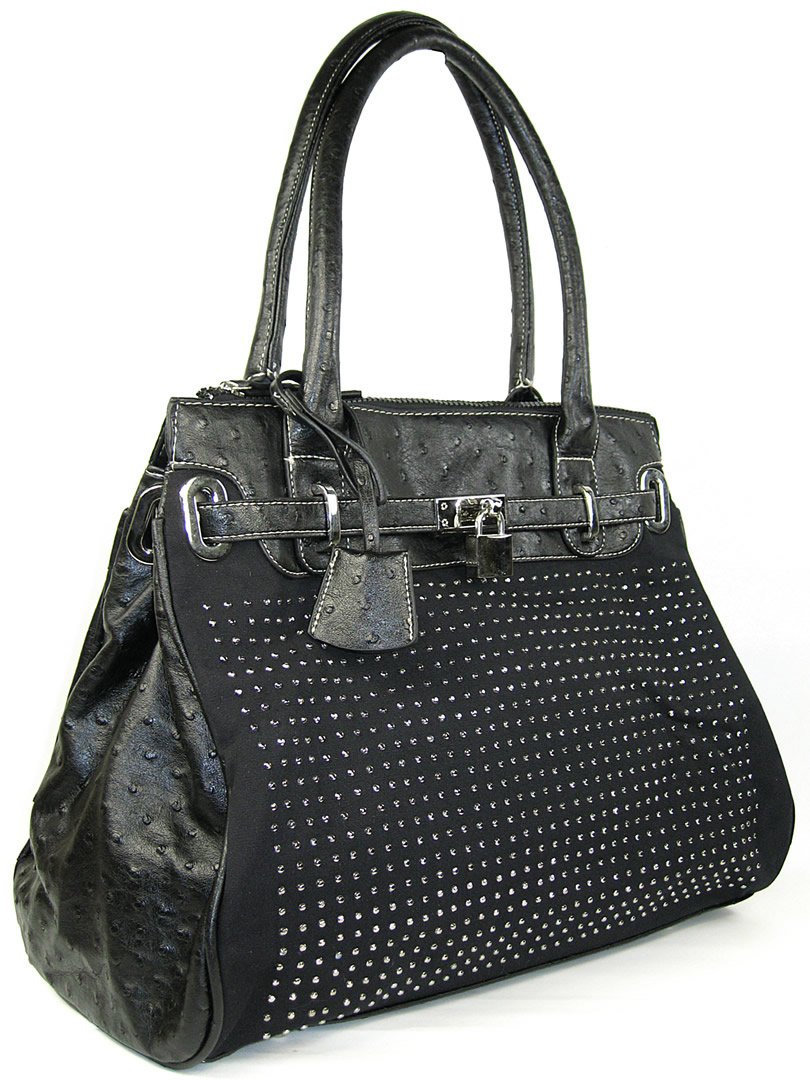 Wholesale Black Padlock Diamante Tote Handbag