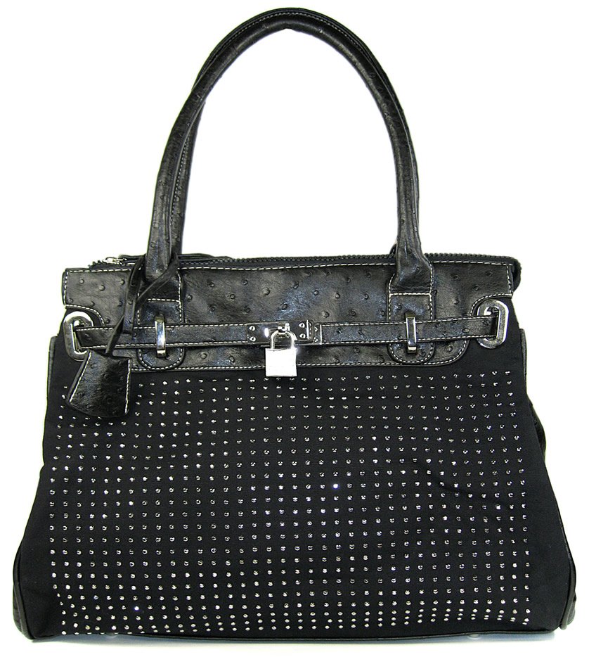 Wholesale Black Padlock Diamante Tote Handbag